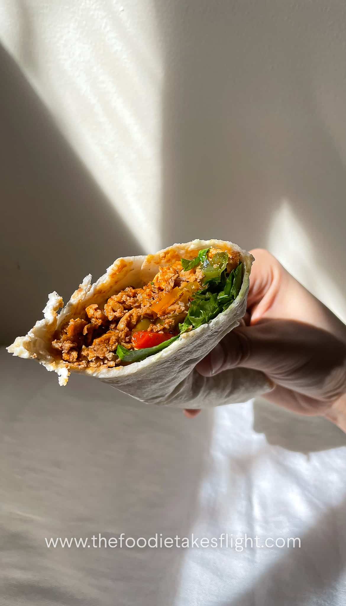 Shredded Tofu Wraps with Sriracha Mayo - The Foodie Takes Flight