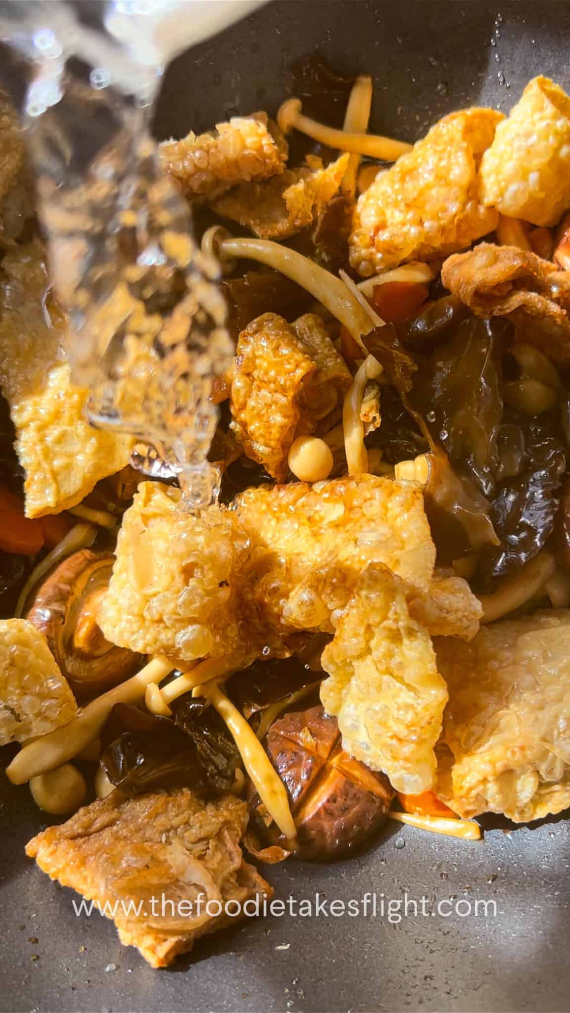 Braised Beancurd Skin with Mushrooms - The Foodie Takes Flight