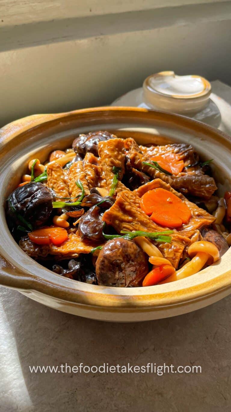 Braised Beancurd Skin with Mushrooms - The Foodie Takes Flight