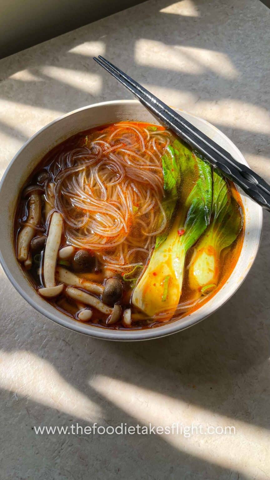 No-Cook Noodle Soup - The Foodie Takes Flight