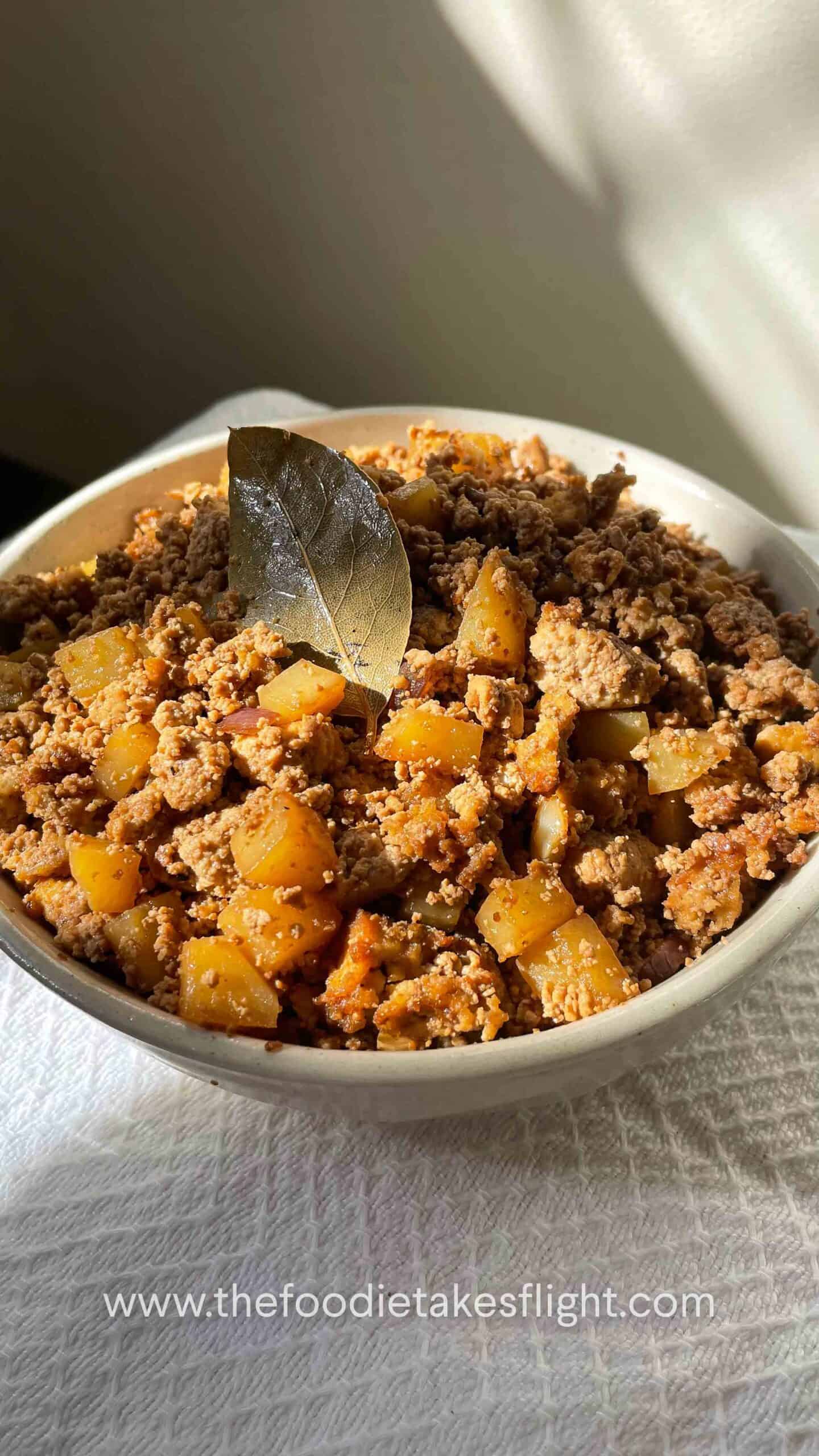 Minced Tofu Adobo (Adobong Giniling) - The Foodie Takes Flight