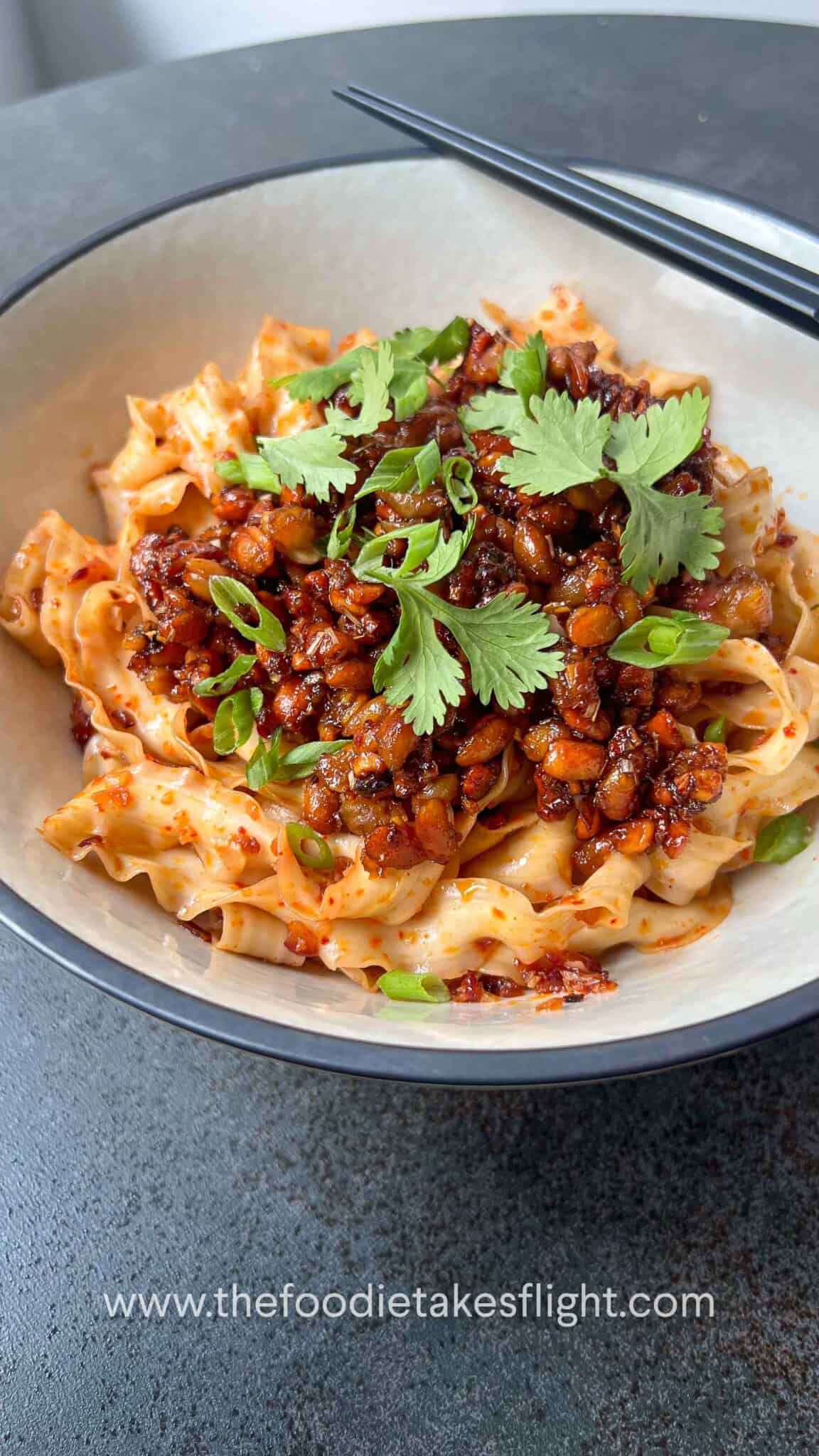 Chili Lime Noodles with Tempeh Crumble - The Foodie Takes Flight