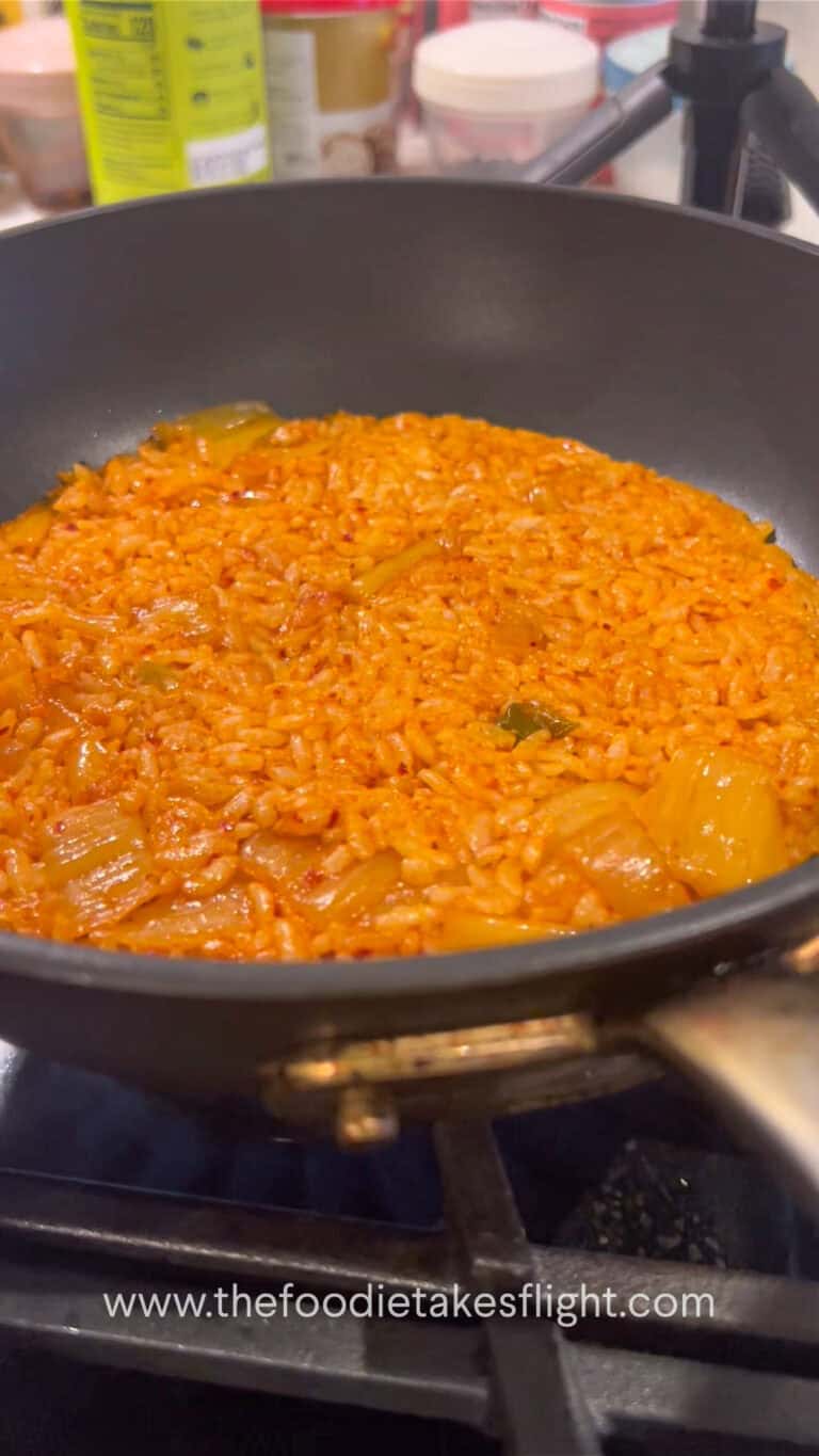 Crispy Kimchi Fried Rice Bowl - The Foodie Takes Flight
