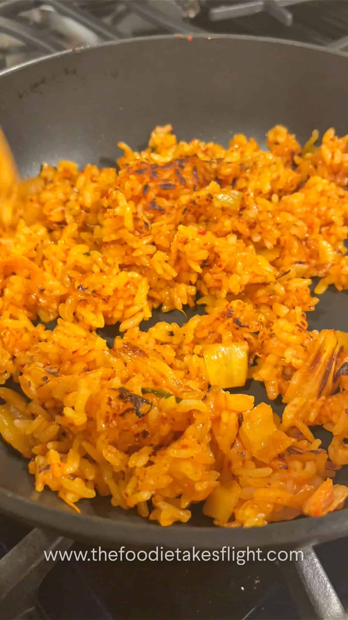 Crispy Kimchi Fried Rice Bowl - The Foodie Takes Flight