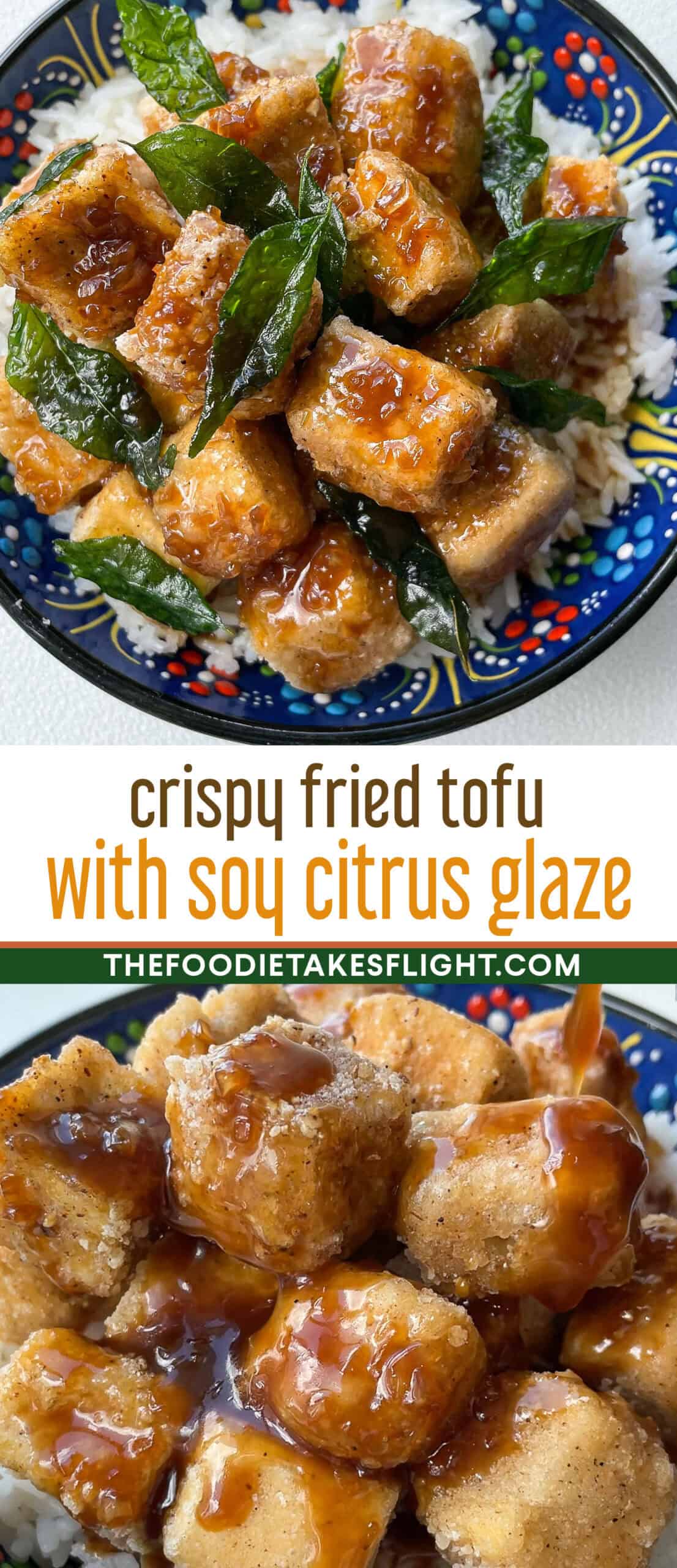 Crispy Tofu with Soy Citrus Glaze - The Foodie Takes Flight