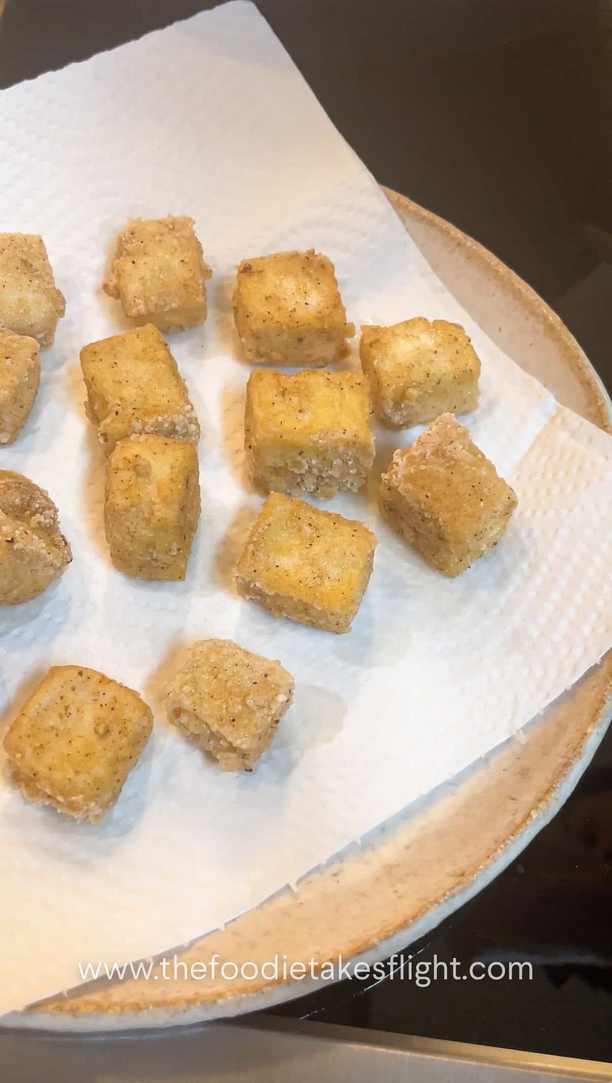 Crispy Tofu with Soy Citrus Glaze - The Foodie Takes Flight