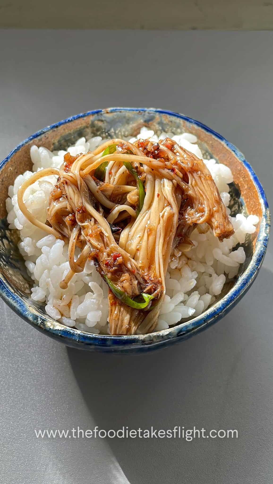 Easy 15-Minute Steamed Enoki Mushrooms - The Foodie Takes Flight