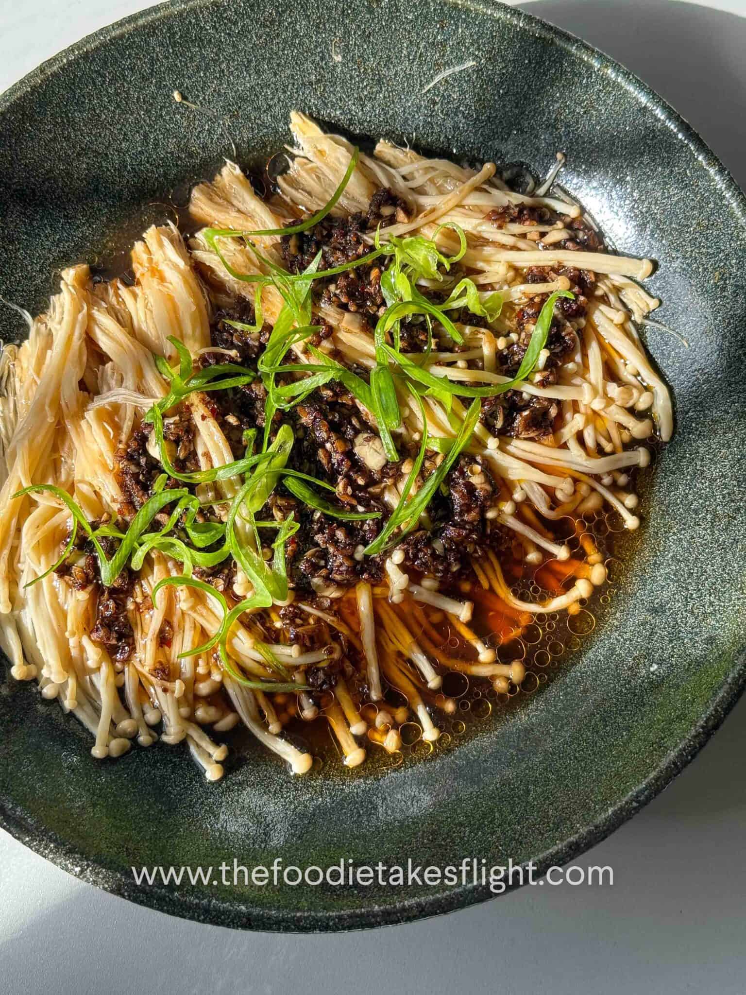 Easy 15-Minute Steamed Enoki Mushrooms - The Foodie Takes Flight